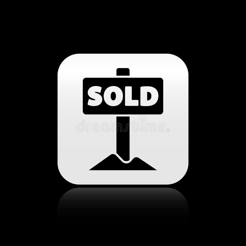 Black Hanging Sign with Text Sold Icon Isolated on Black Background ...