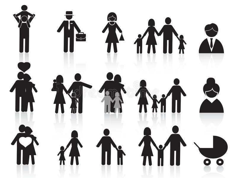 Happy Family Pictogram Icon Stock Vector - Illustration of black, group ...