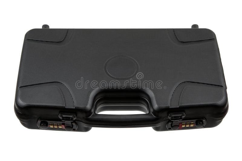 A Black Hard-shell Briefcase with a Textured Surface, Featuring a ...