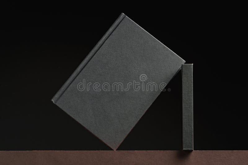 Black Hardcover Book or Notepad Mock Up on Black Background Stock Image ...