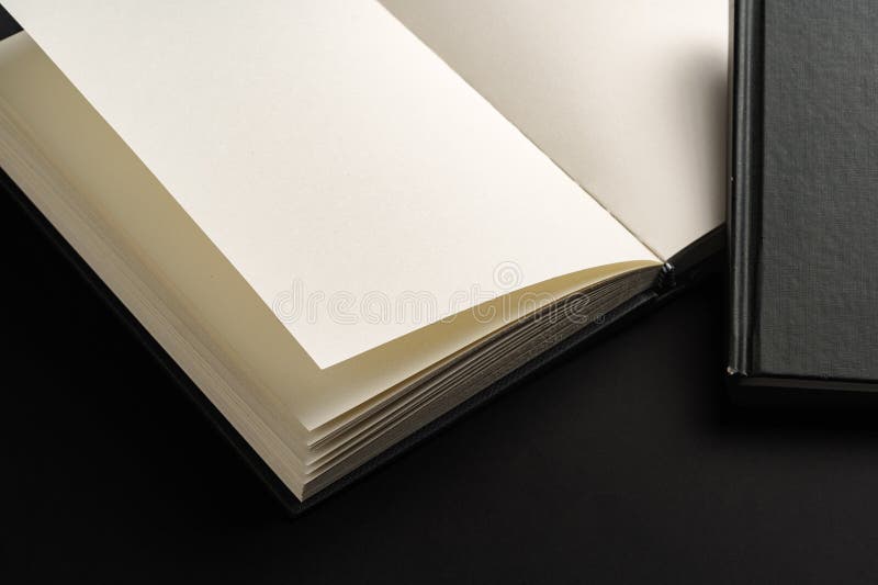 Black Hardcover Book or Notepad Mock Up on Black Background Stock Image ...