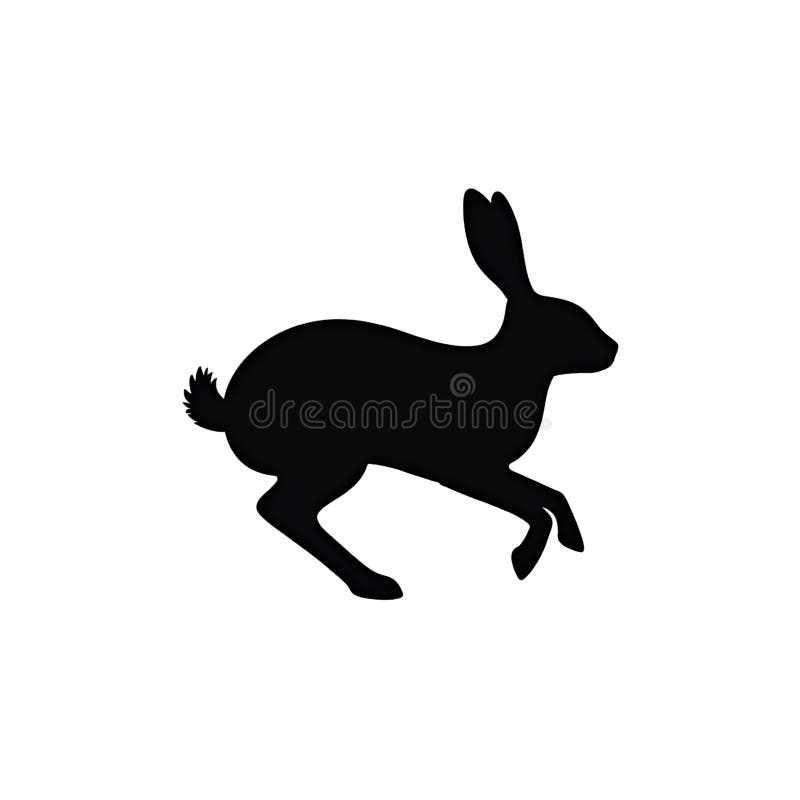 Black Hare Silhouette Isolated on White Background. 3D Render Stock ...