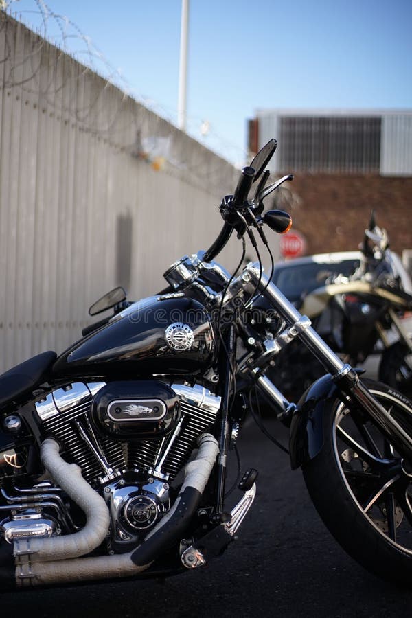 Black Harley-Davidson Motorcycle Parked on the Street. Editorial Image ...