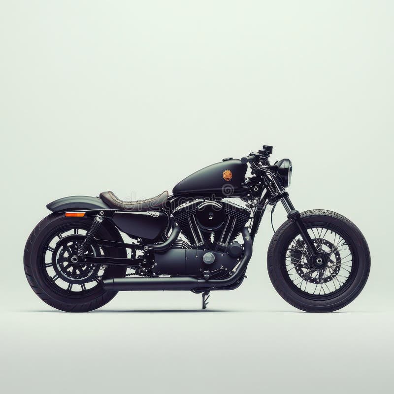 Black Harley Davidson Motorcycle Side Profile Studio Shot Stock ...