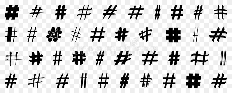 Black Hashtag Symbol Collection. Set of Hash Tag Icon Stock Vector ...