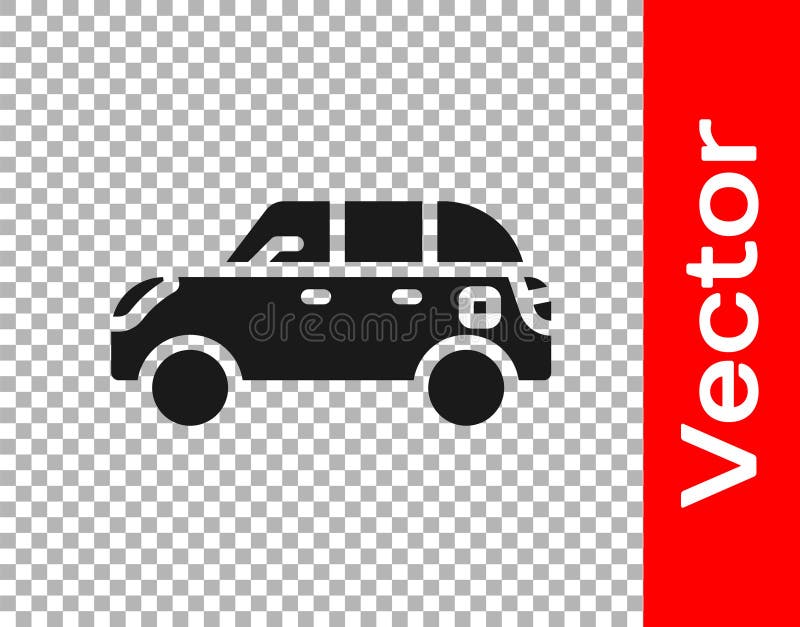 Black Hatchback Car Icon Isolated on Transparent Background. Vector ...