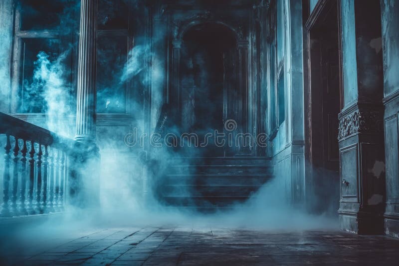 This is a Black Haunted House with Illuminated Windows on a Spooky ...