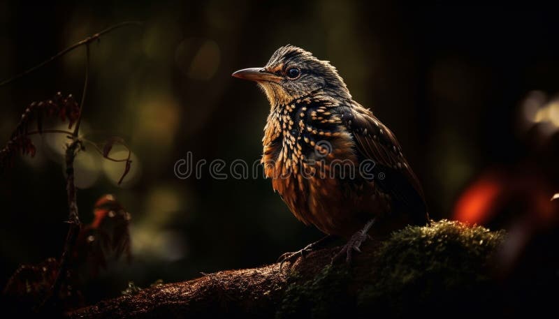 Small Hawk Perched on Wet Branch Outdoors Generated by AI Stock Image ...