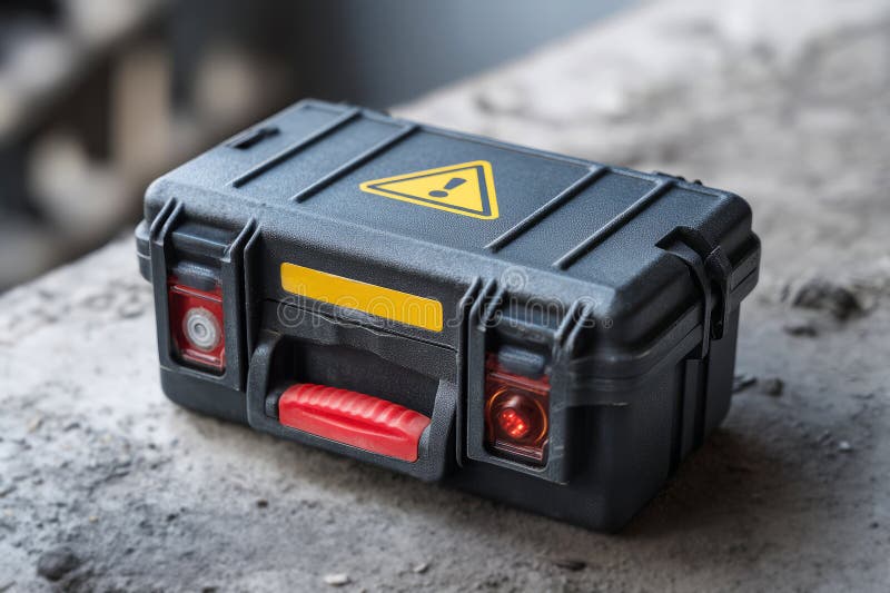 Black Hazardous Material Storage Case with Warning Symbol and Red ...