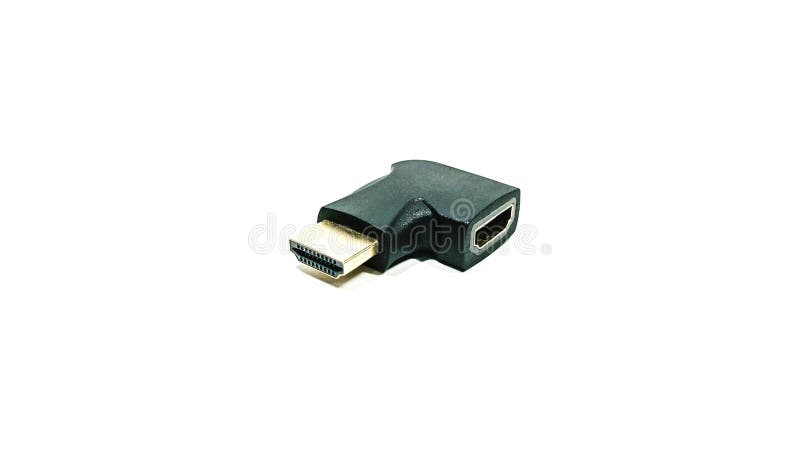 A Black HDMI Adapter that Isolated. it Has a 90-degree Angle, Allowing ...