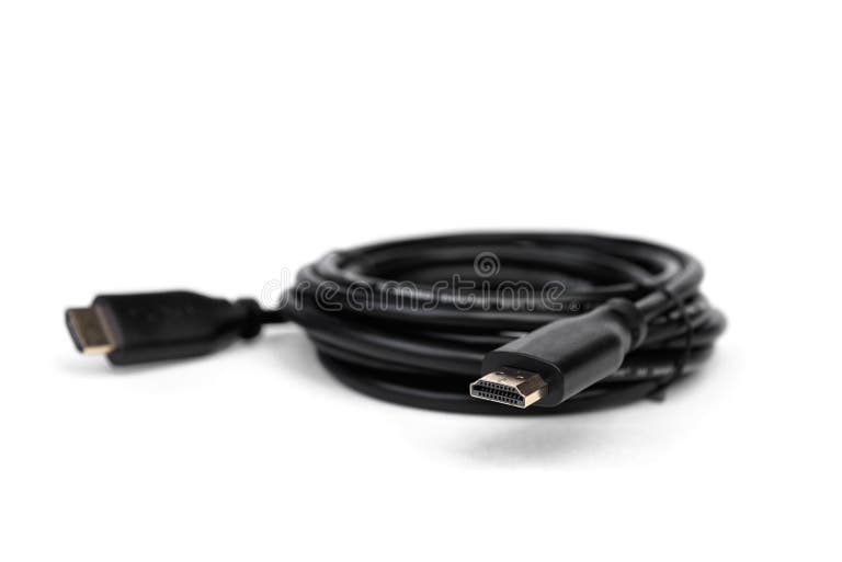 Black HDMI Cable Coil Isolated on White Background Stock Image - Image ...