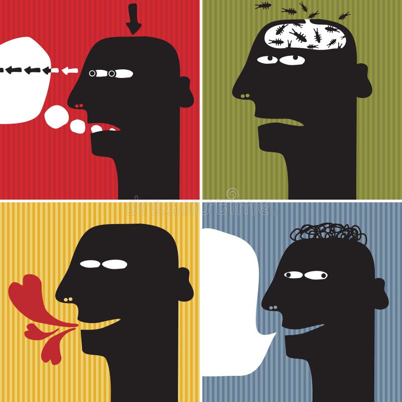 Black head man #1. stock vector. Illustration of speaker - 32698019