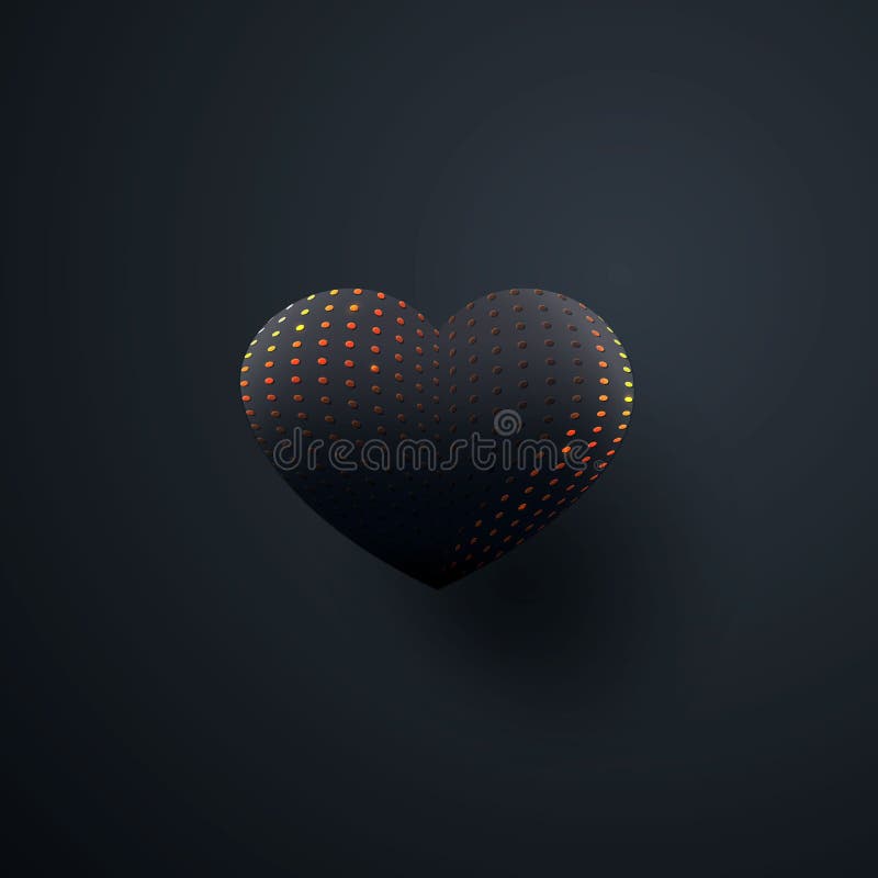 Black Heart with an Abstract Pattern. Isolated Over Black Background ...