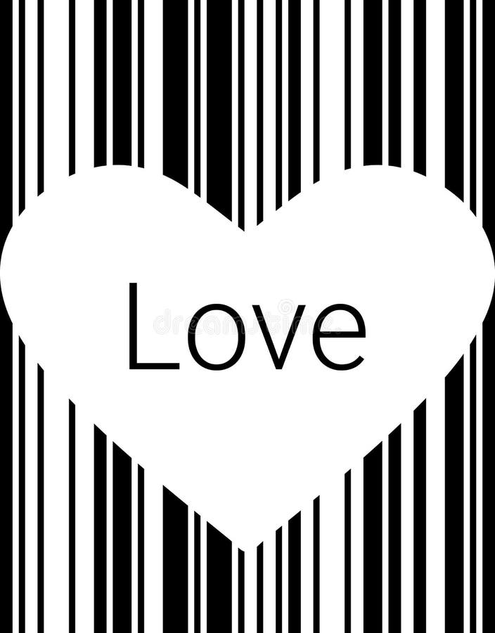 Black Heart Bar Code, Icons and Element for Valentines Stock ...