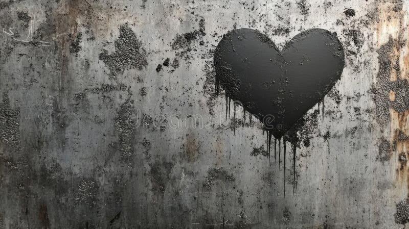 Black Heart Dripping Paint on Grunge Metal Texture Stock Illustration - Illustration of worn ...