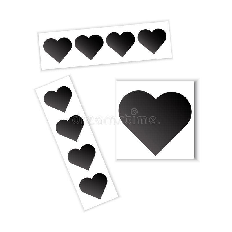 Black Heart Icons. Simple Gradient Style. Various Layouts on White ...
