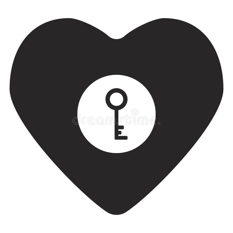 Black Heart with Key Inside. Simple Form Icon. Flat Style Stock Vector ...