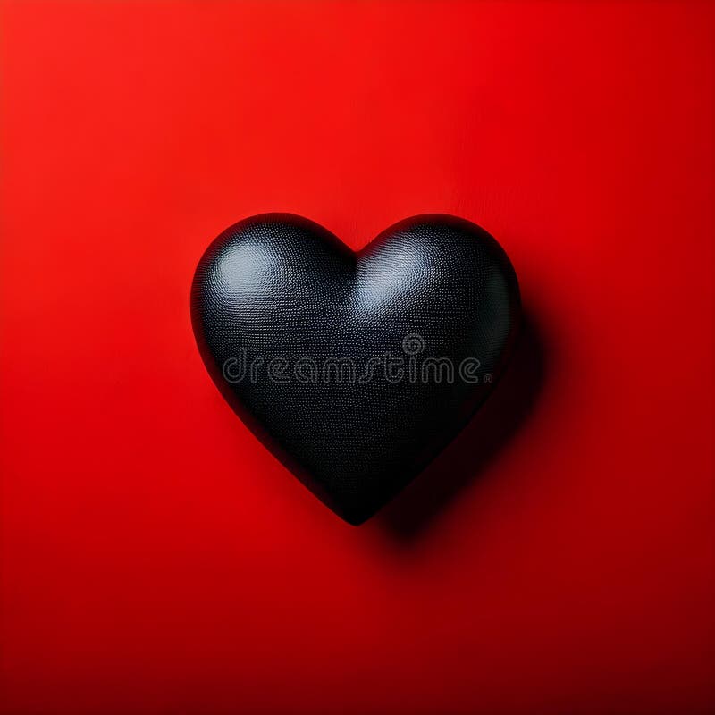Black Heart on Red Background Stock Illustration - Illustration of ...