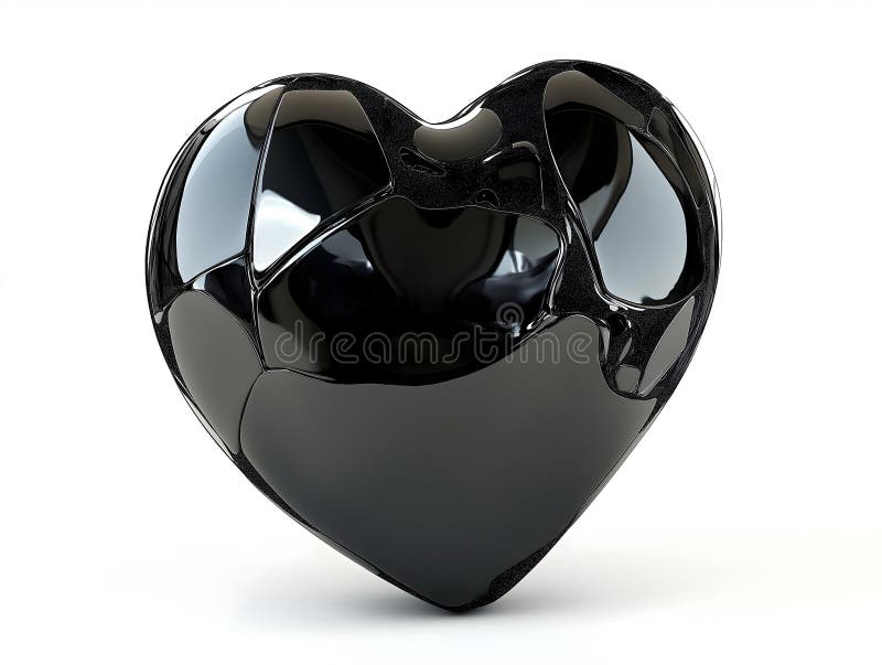 A Black Heart-shaped Sculpture with a Cracked and Broken Surface ...