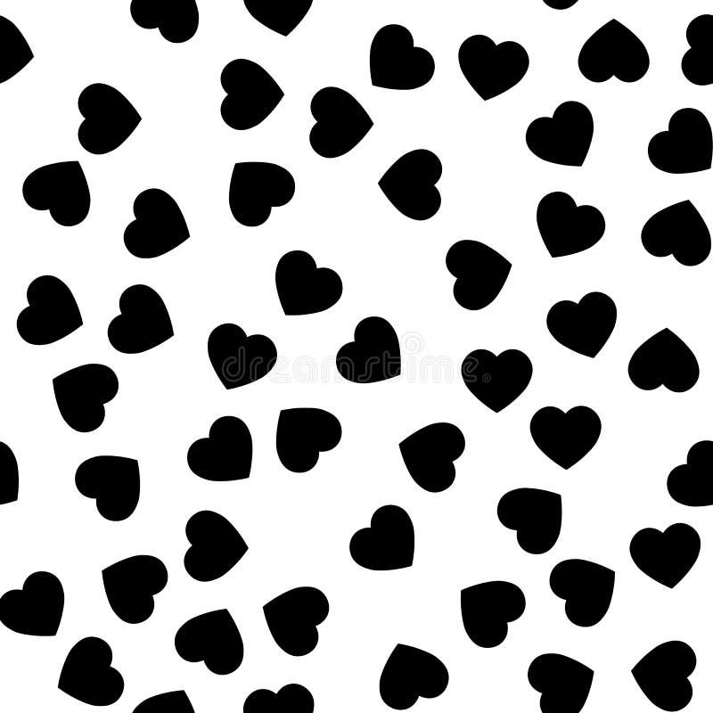 Black Heart Silhouettes Seamless Pattern. Random Scattered Hearts ...