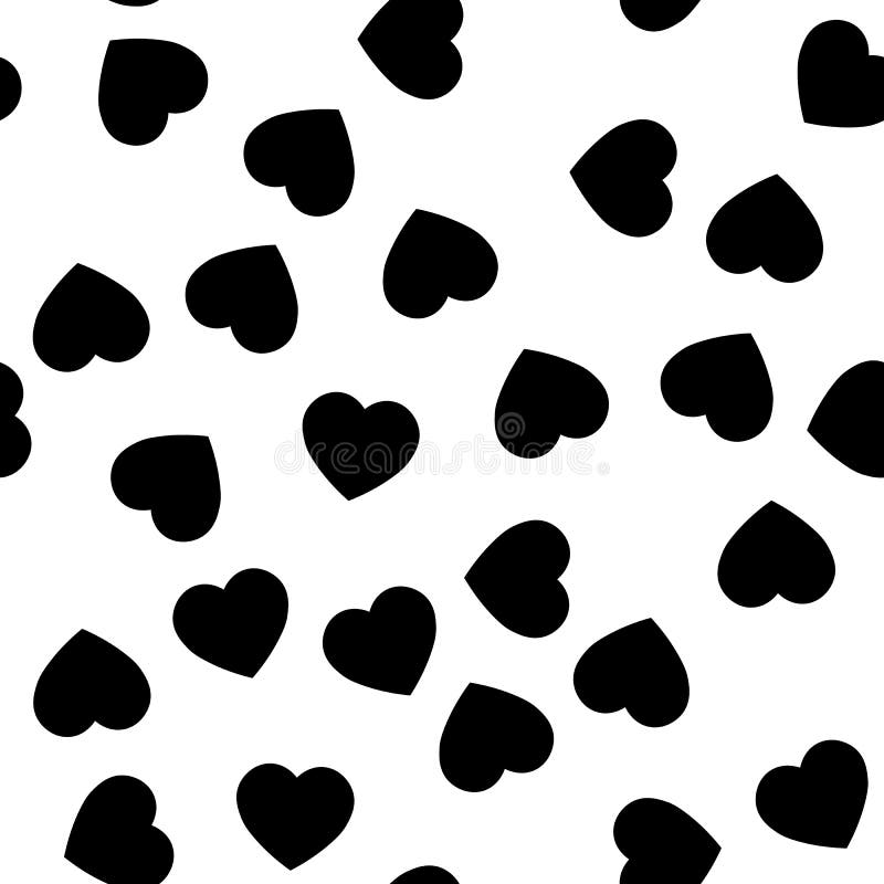 Black Heart Silhouettes Seamless Pattern. Random Scattered Hearts ...