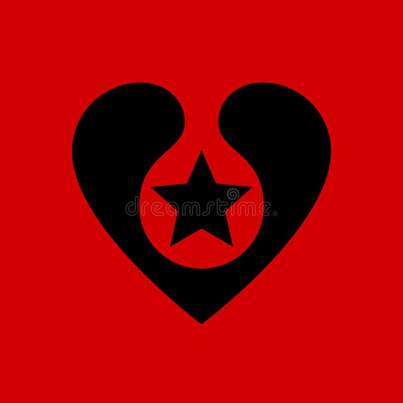 Red Heart with Star Inside. Vector Design Element, Label or Badge Stock ...