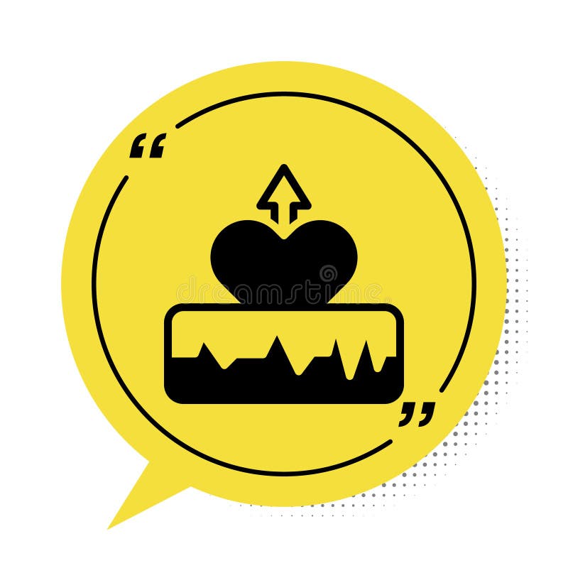 Black Heartbeat Increase Icon Isolated on White Background. Increased ...