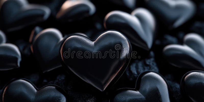 Black Hearts Pattern on a Dark Background, Elegant Dark Background with ...