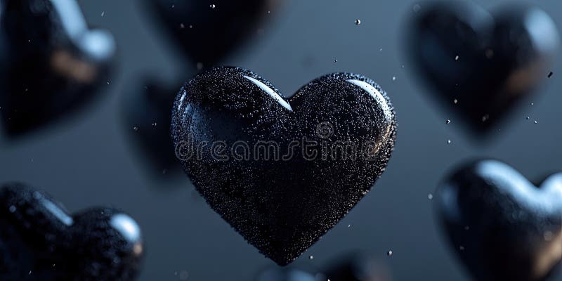 Black Hearts Pattern on a Dark Background, Elegant Dark Background with ...