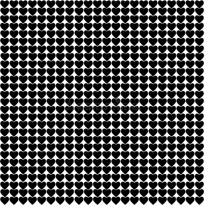 Black Hearts in a Row Pattern on White Background Stock Illustration ...