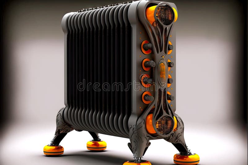 Black Heating Radiator of Unusual Design on Legs Stock Illustration ...