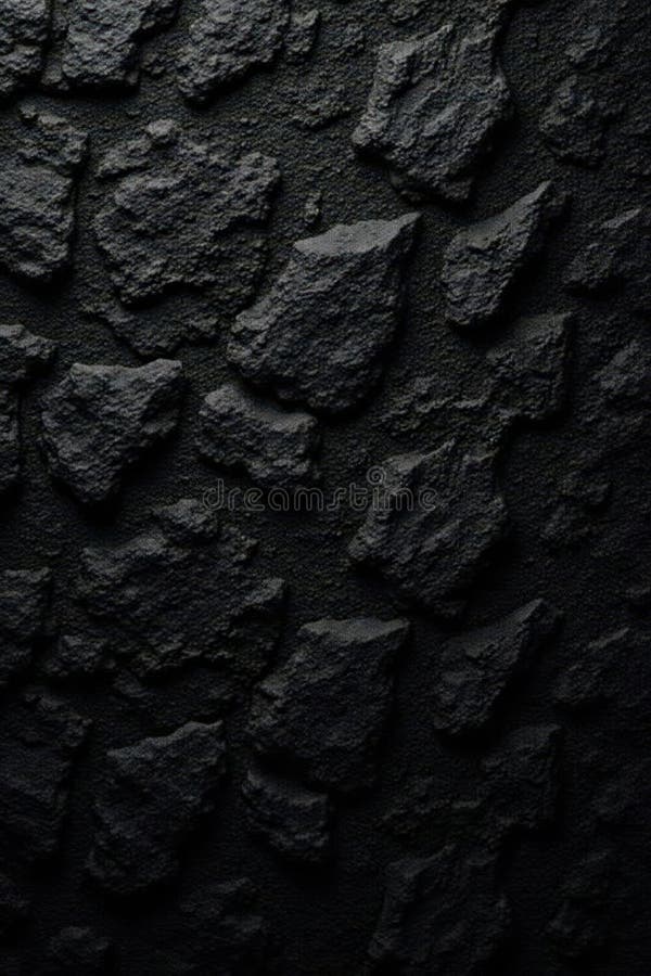 Black, Heavily Textured Wall; Uneven Grain Deep Charcoal, Rugged ...