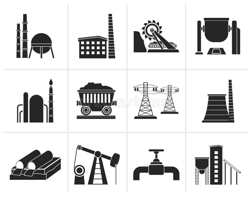 Heavy industry icons stock vector. Illustration of icon - 23939761