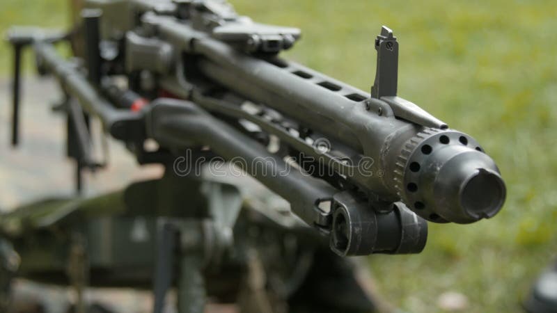 Black Heavy Machine Gun in the Field Stock Video - Video of cartridge ...
