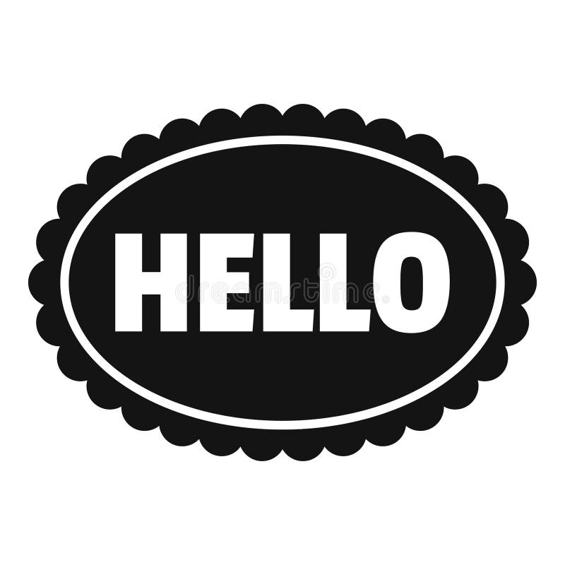 Black Hello Tag with Oval Border Saying Hello Stock Vector ...