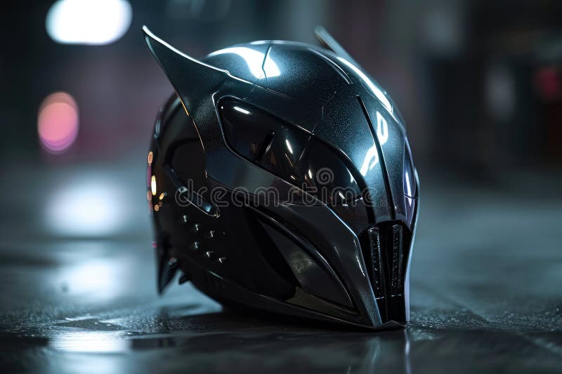 A Black Helmet with a Pointed Face Stock Illustration - Illustration of ...