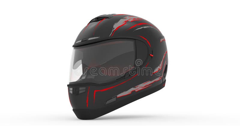 Black Helmet in Side View. Isolated on White. 3D Render Stock ...