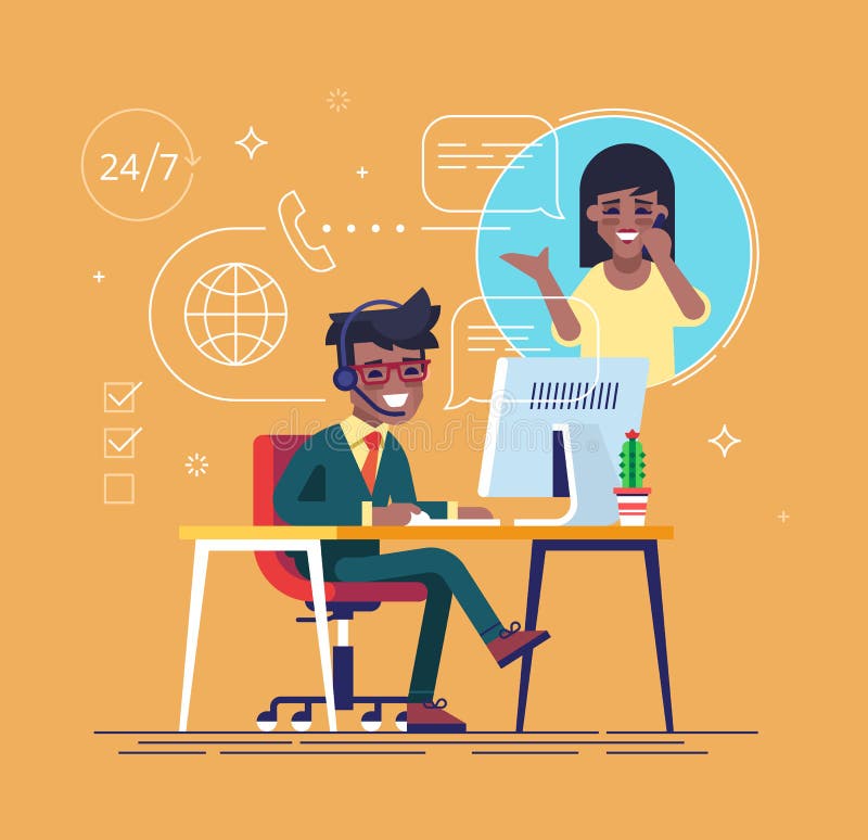 African American Customer Support Stock Illustrations – 423 African ...