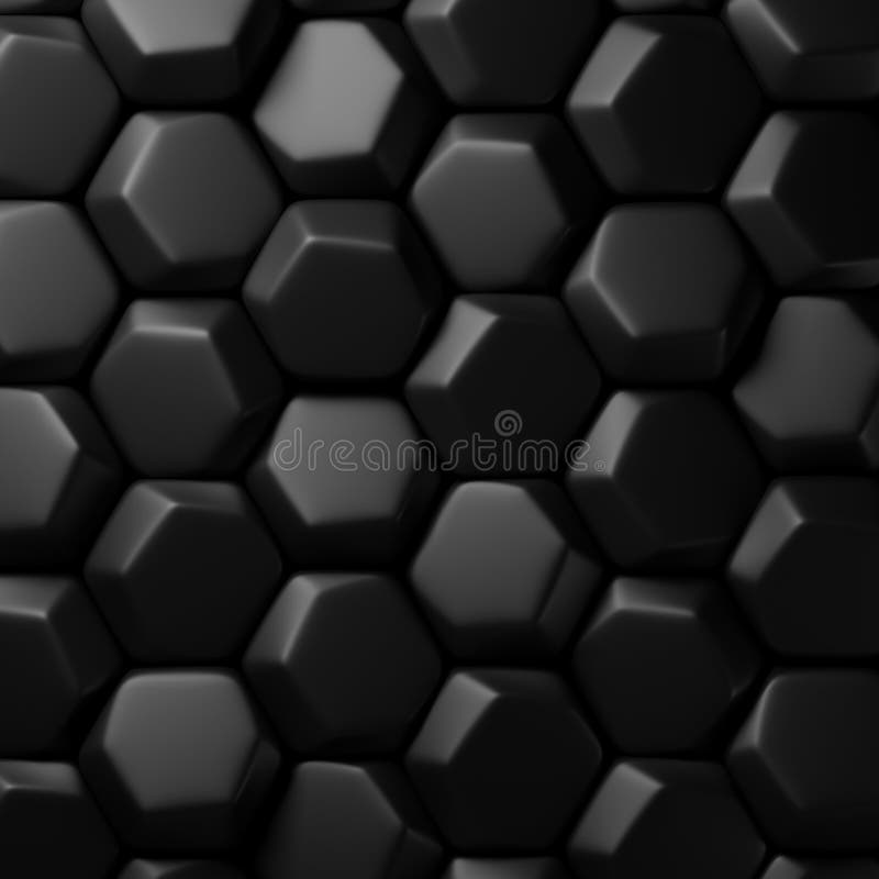 Black Hexagon Background 3D Rendering Stock Illustration - Illustration ...