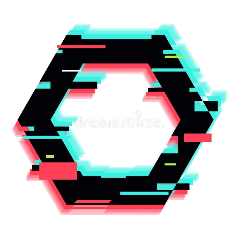 Black Hexagon Glitching with Pink and Blue Offset Effect Stock ...