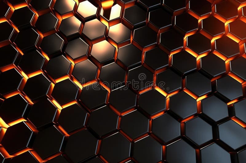 A Black Hexagon with Orange Light Shining on it Generative AI Stock ...