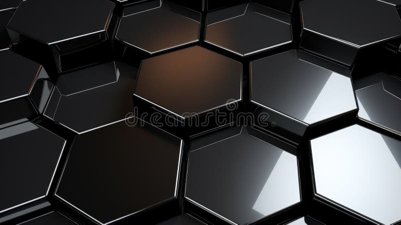 Black Hexagonal Grid with Gradient Highlights for Abstract Background ...