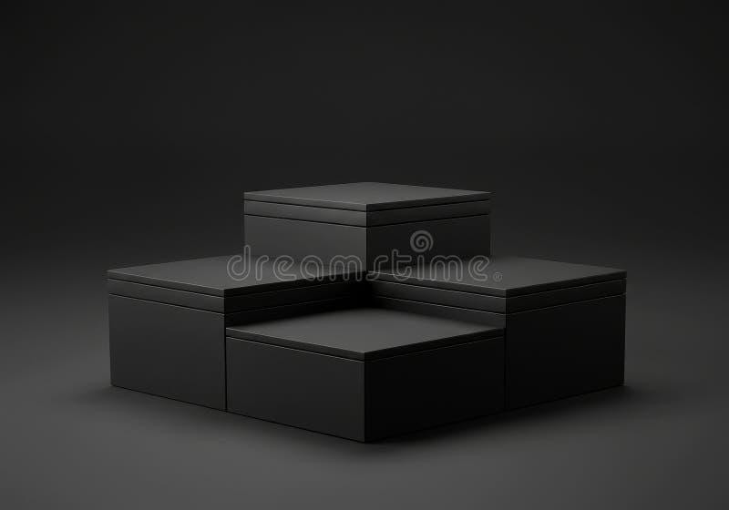 Black Hexagonal Multi-tier Display, Featuring Sleek Stacked Platforms ...