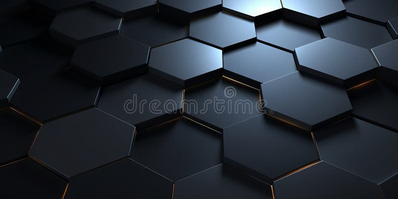 Black Hexagonal Pattern Background with Lighting Effects. Perfect for ...