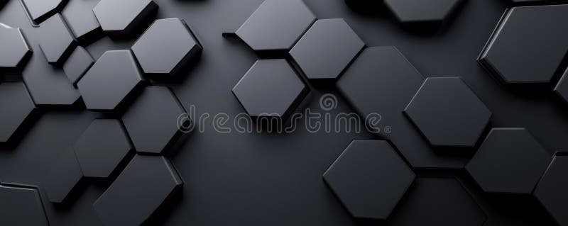 Black Hexagonal Tiles Abstract Technology Background in Science and ...