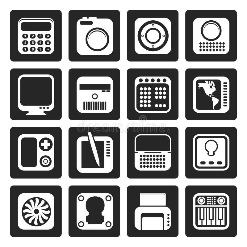 Silhouette Hi-tech Technical Equipment Icons Stock Vector ...