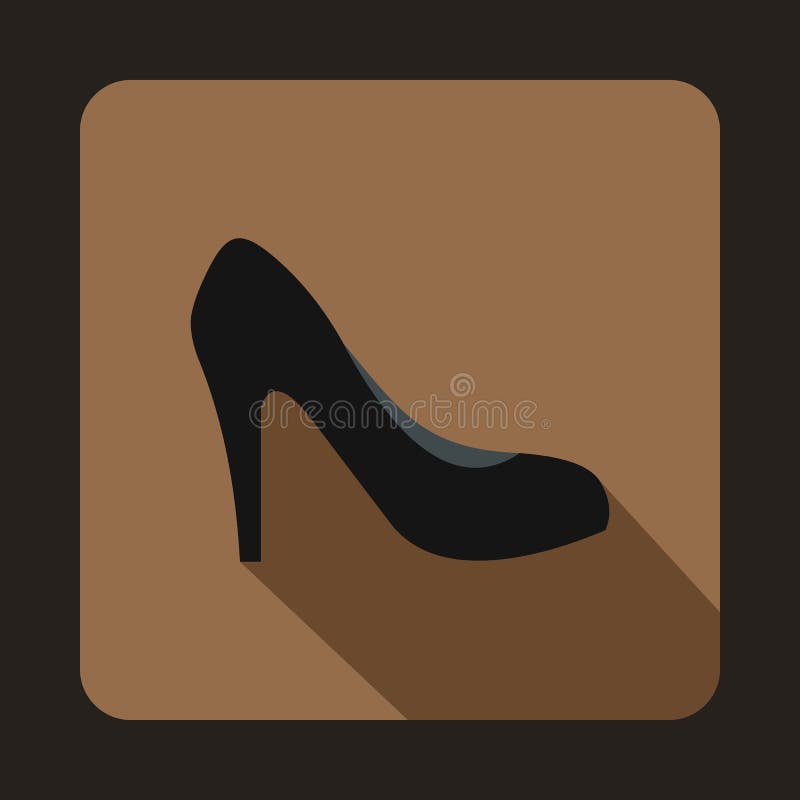 Black High Heel Shoe Icon, Flat Style Stock Vector - Illustration of ...