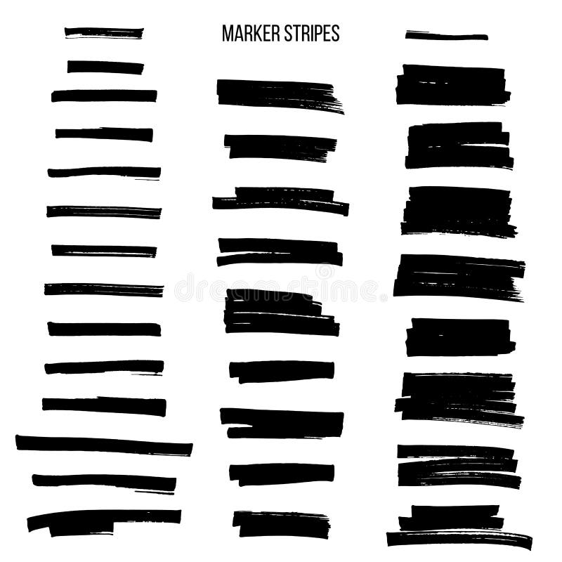 Black Highlight Marker Stripes Isolated on White Background. Vector ...