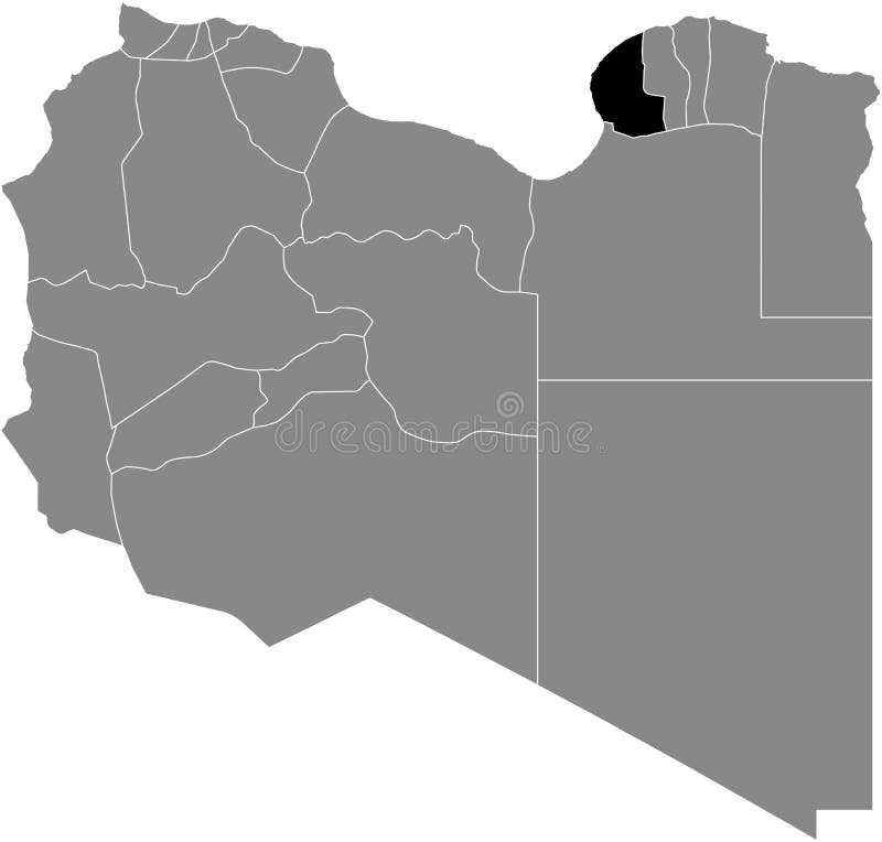Location Map of the Benghazi District of Libya Stock Vector ...