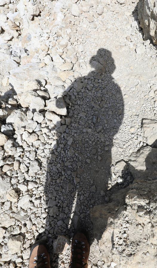 Black Hiker Shadow on Rocky Mountain Trail during Summer Stock Image ...